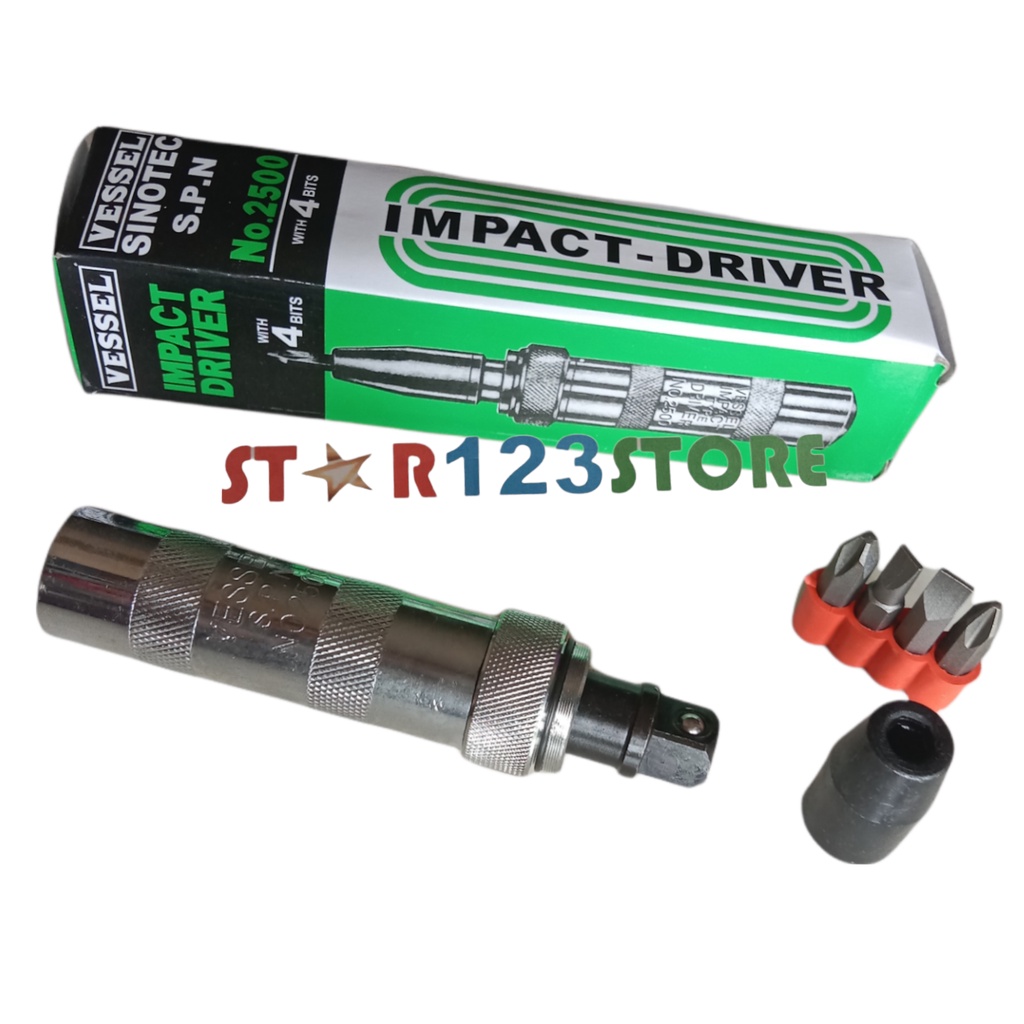 Jual Obeng Ketok Set VESSEL Gagang Besi / Impact Screwdriver Set ...