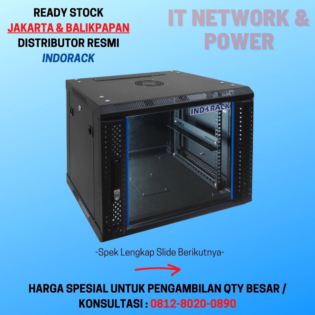 Jual INDORACK WALLMOUNT 8U DEPTH 550MM DOUBLE DOOR - WIR5508D GLASS ...