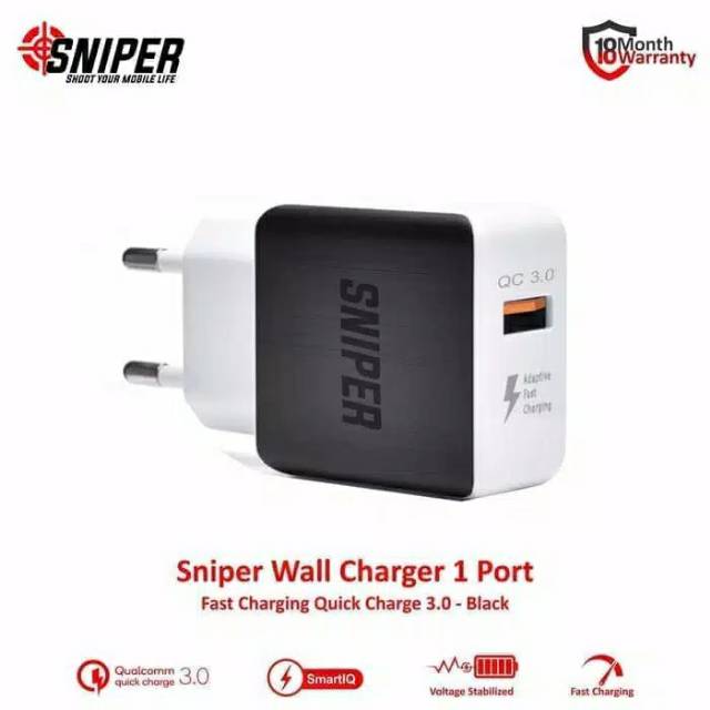 Jual SNIPER WALL CHARGER 1 PORT Qc 3.0 | Shopee Indonesia