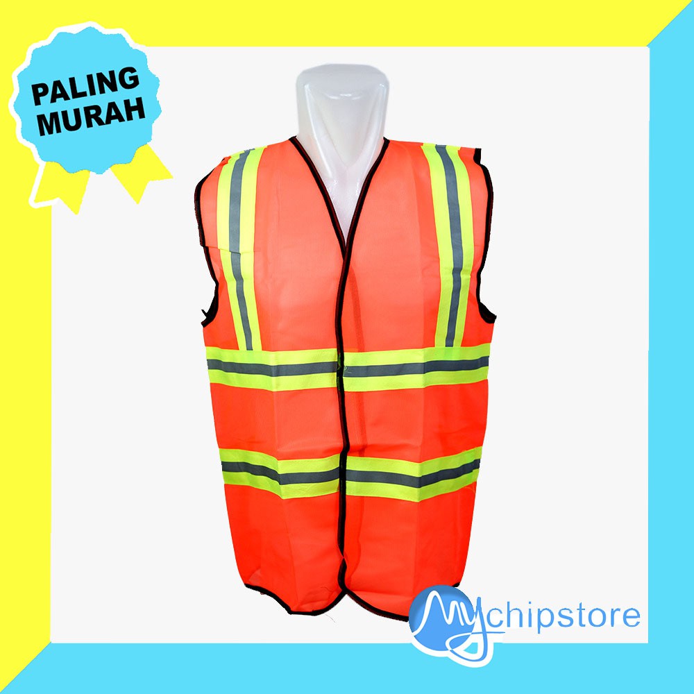 Jual Rompi Kerja Proyek Safety GOSAVE POLOS ORANGE 2 SCOTLIGHT TIPIS ...