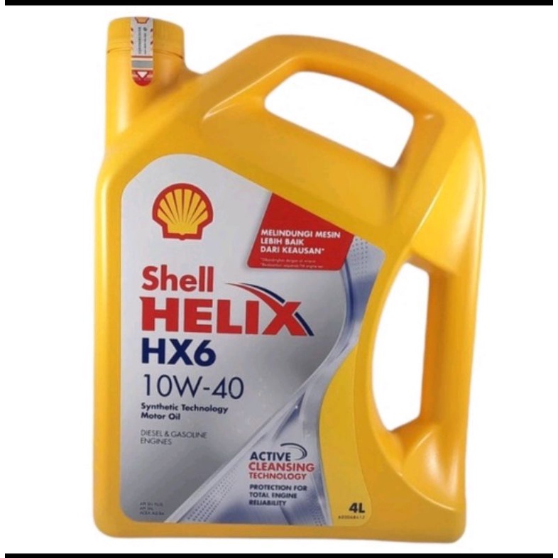 Jual Oli Mesin Shell HELIX HX6 SAE 10W-40 API SN PLUS Synthetic 4L ...