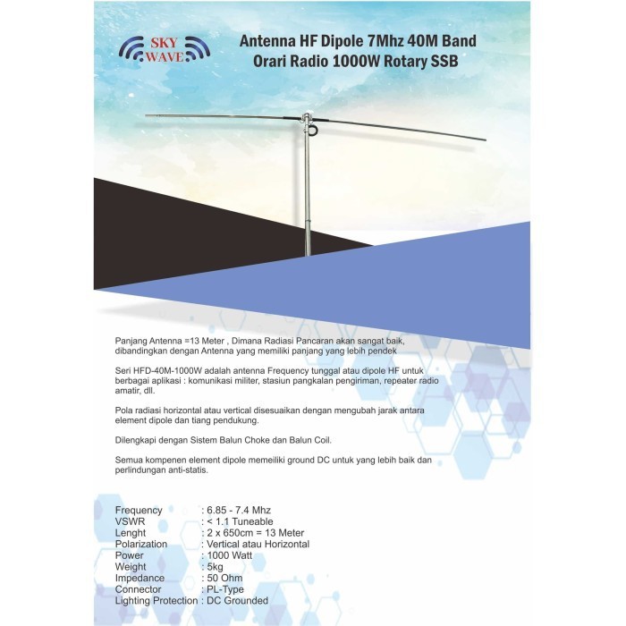 Jual Antena Rotari Dipole 40m Band HF 7Mhz Antena 7 Mhz 40m 40 Meter ...