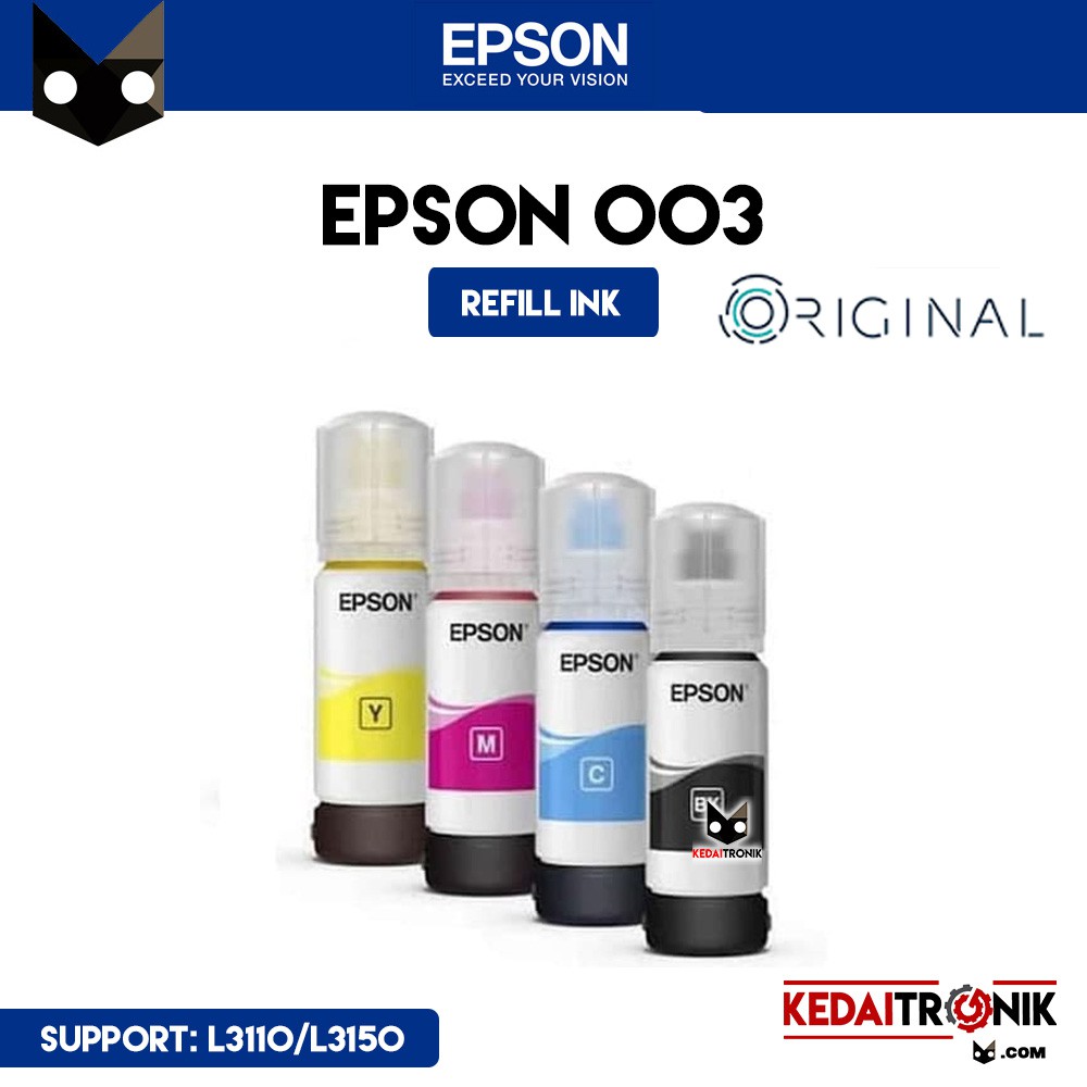 Jual New Tinta Printer EPSON 003 ORIGINAL L3110 L3150 Refill Ink Asli ...