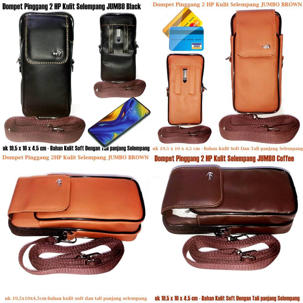 Jual Dompet Kulit 2 Hp Pinggang Pria Kombinasi Jumbo Kulit Selempang ...