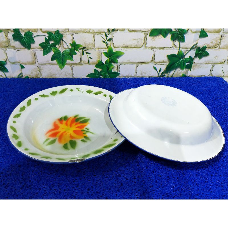 Jual PIRING ENAMEL 22CM PIRING SENG BESAR BUNGA PIRING MAKAN ANTI PECAH ...