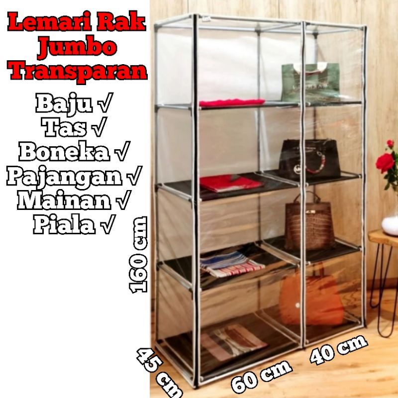 Jual Lemari Rak Jumbo Transparan Baju Pakaian Cover Penutup Plastik ...