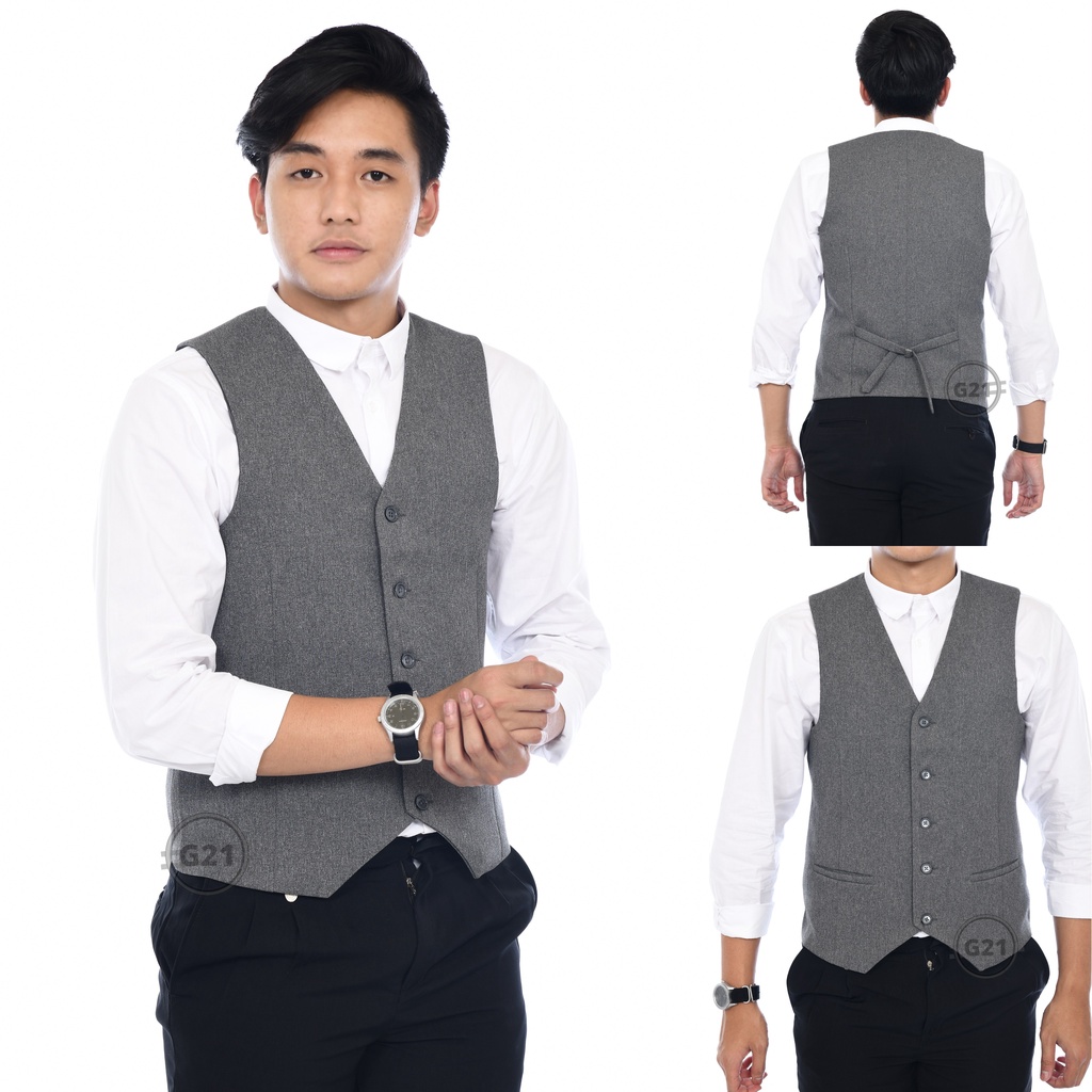 Jual Rompi Vest Jas Pria Formal Hitam Slimfit Kerja Kantor Premium High ...