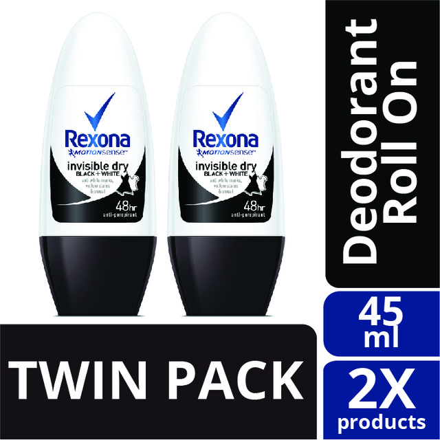 Jual Rexona Deodorant Roll On Invisible White 45ml Anti Bakteri Twin Pack | Shopee Indonesia