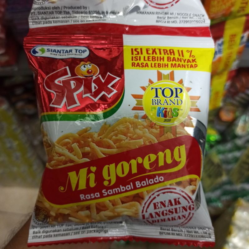 Jual Spix Mi Goreng Snack Mie Stick Rasa Sambal Balado 18g | Shopee ...