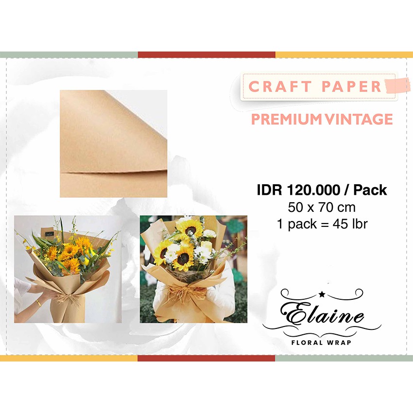 Jual FLOWER WRAPPING PREMIUM VINTAGE CRAFT PAPER (ecer) KERTAS CRAFT ...