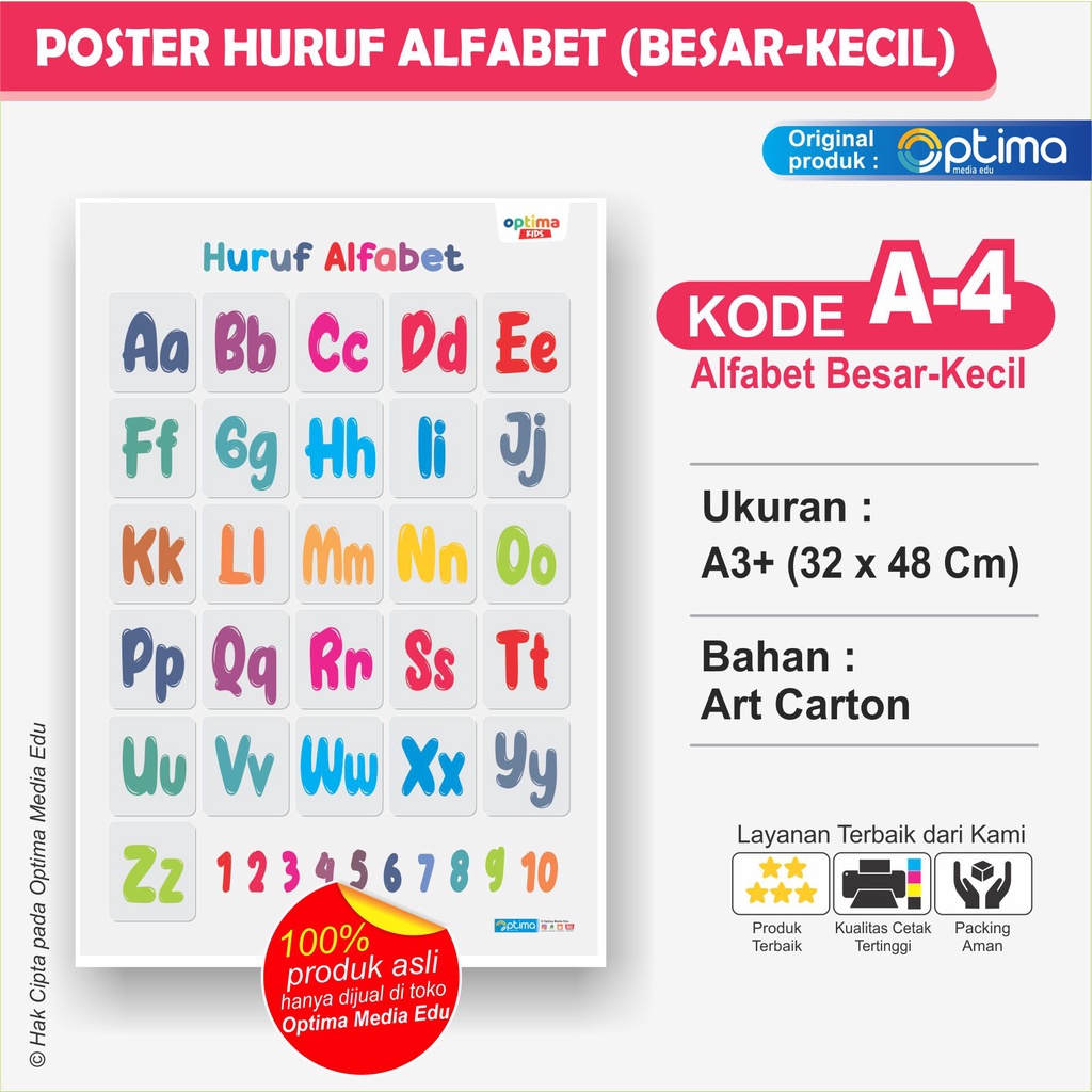 Jual POSTER HURUF ABJAD/ALFABET BERGAMBAR, HURUF BESAR, HURUF KECIL ...