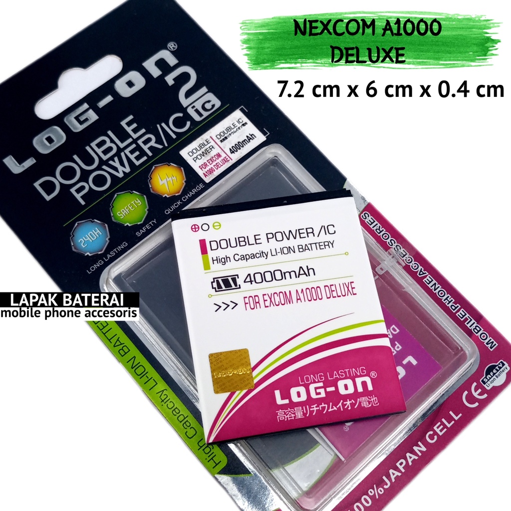 Jual LOG - ON Baterai Nexcom A1000 Deluxe Double IC Protection Battery Batre | Shopee Indonesia