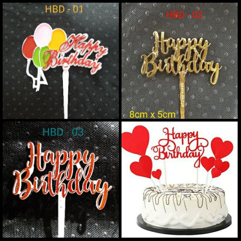 Jual Cake Topper Hiasan Kue Tulisan Happy Birthday anniversary | Shopee ...
