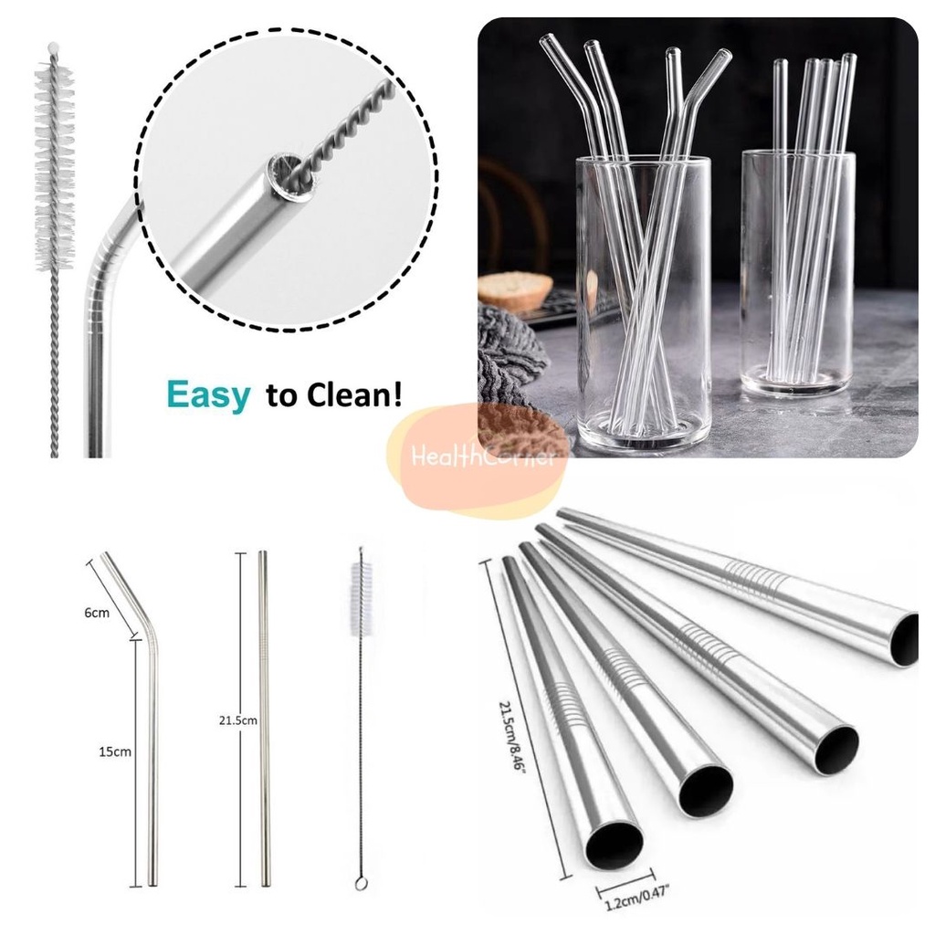 Jual Stainless Steel Straw Silver / Sedotan Besi / Straw Brush ...