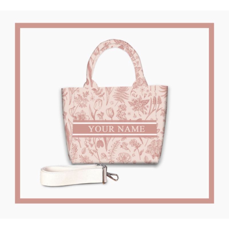 Jual Tas Sling Kanvas Motif Bunga Warna Pink | Pouch HP Inisial Custom ...