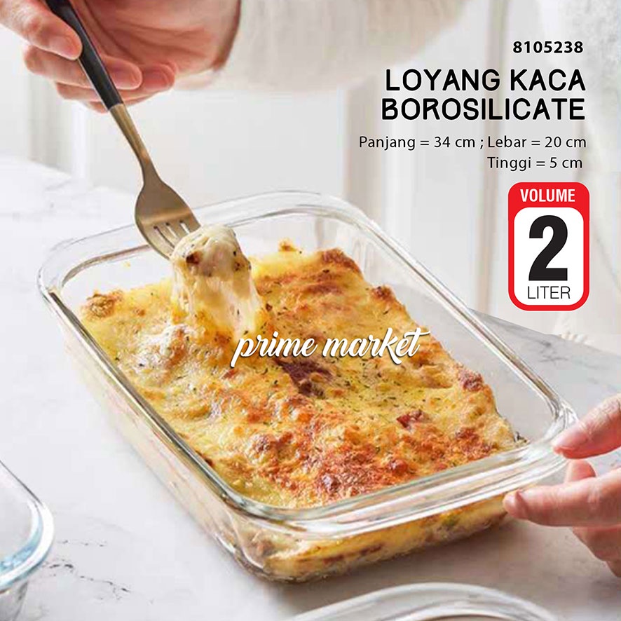 Jual Loyang Kaca Tahan Panas 2 Liter / Baking Tray / Borosilicate Bakeware / Rectangular Roaster ...