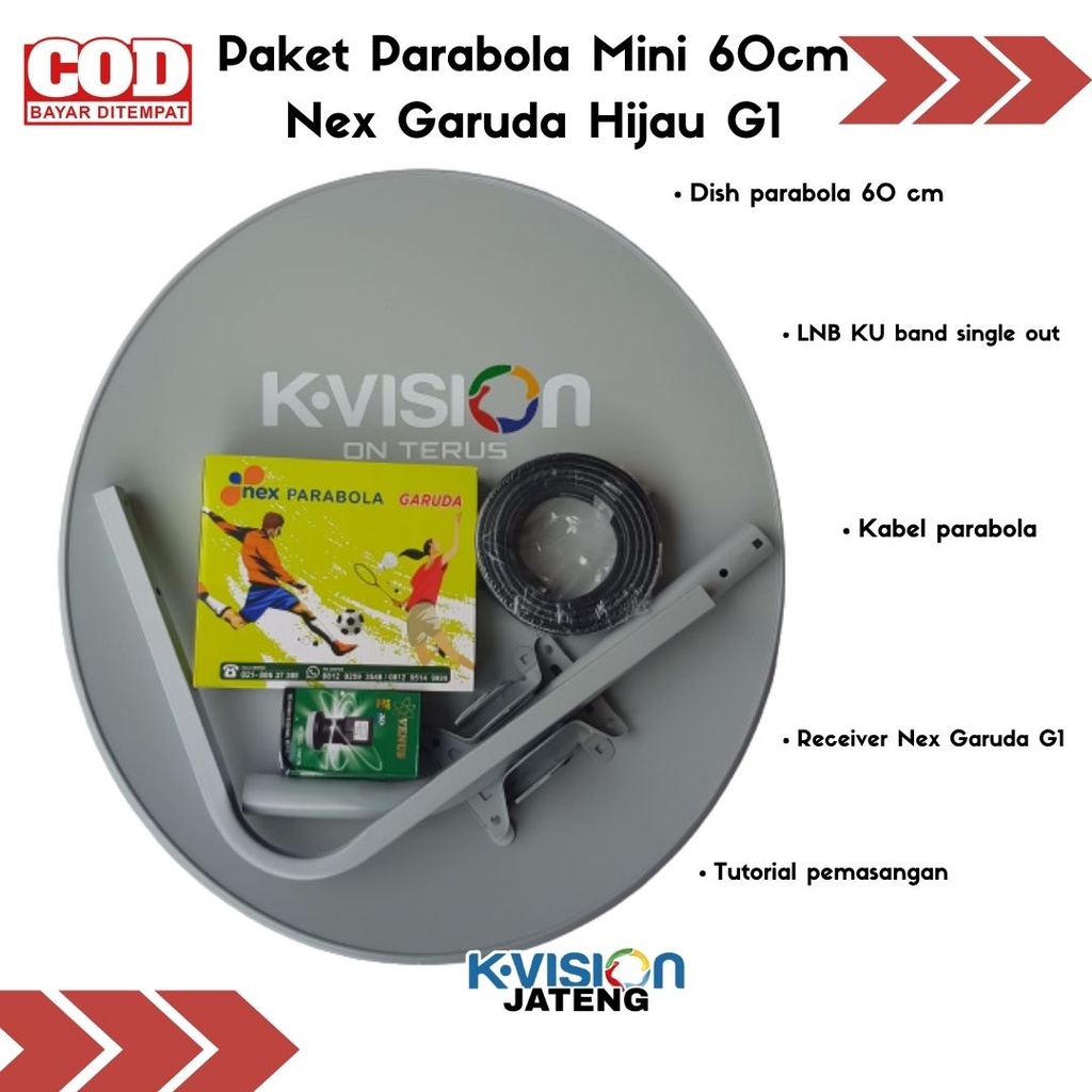 Jual Paket Parabola Mini Receiver Nex Parabola Garuda G1 Hijau Dish 60 ...