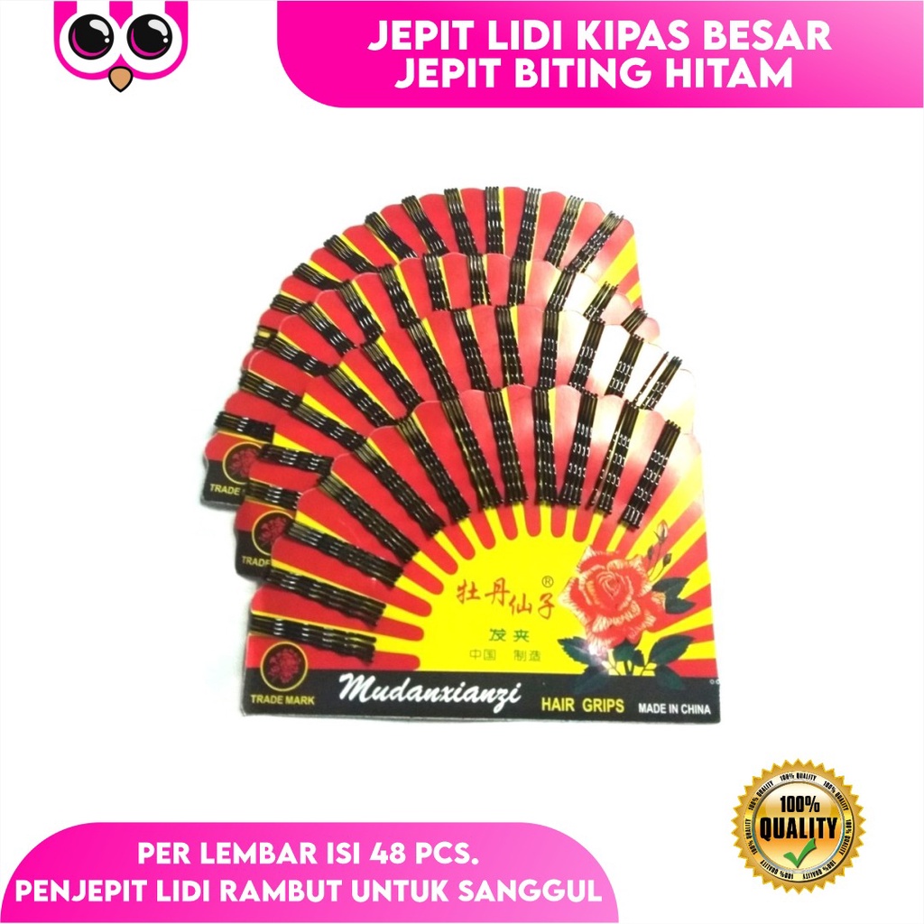 Jual [ BESAR ] JEPIT LIDI KIPAS BESAR / JEPIT BITING HITAM / HAIR GRIPS ...