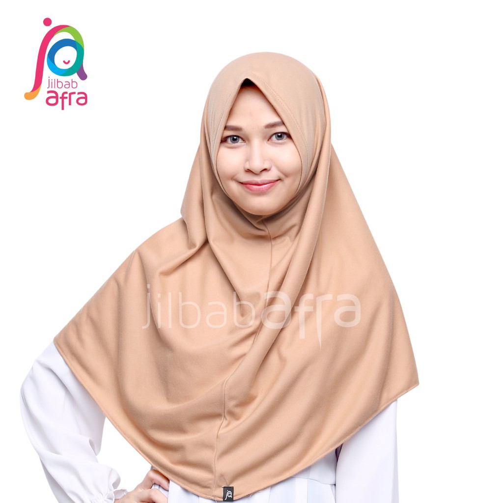 Jual Jilbab Afra Syifa Coklat Susu - Bergo Syiria Non Pet - Hijab Instan Bahan Kaos, Adem ...