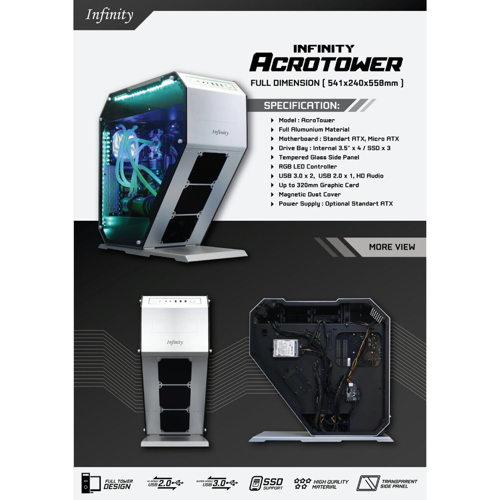 Jual Casing Komputer PC CPU INFINITY ACROTOWER -Full Alumunium- (NON ...