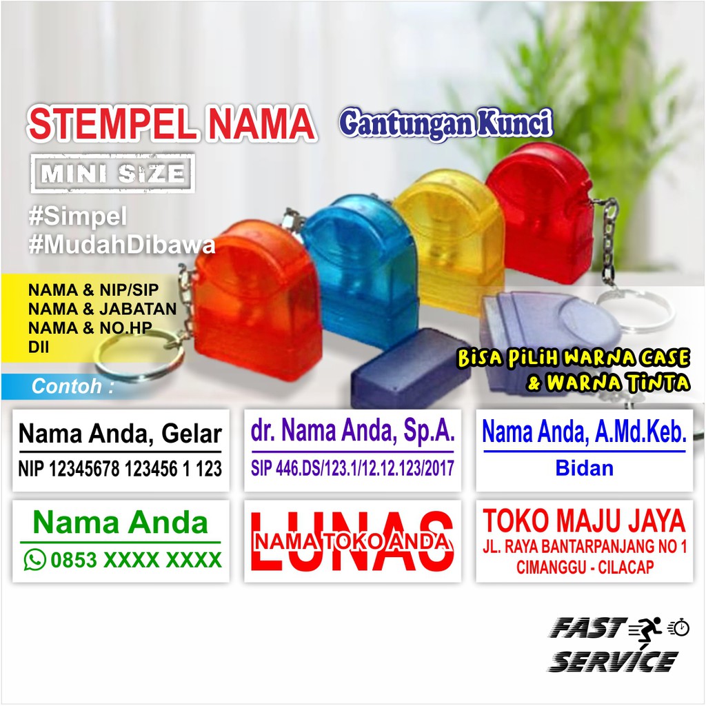 Jual STEMPEL NAMA BIDAN, DOKTER, APOTEKER, JABATAN, NO HP. CUSTOM FLASH WARNA GANTUNGAN ...