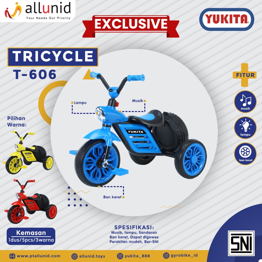 Jual Sepeda Anak Roda Tiga TRICYCLE YUKITA T-606 TRICYCLE bike ...