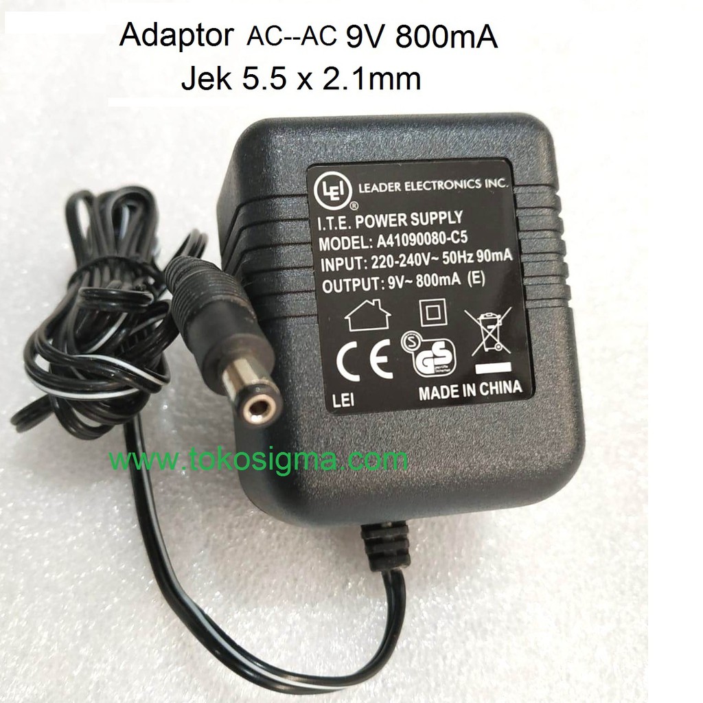Jual ADAPTOR AC to AC 9 V 0.8A Jek 5.5x2.1mm power supply Adapter 9V ...