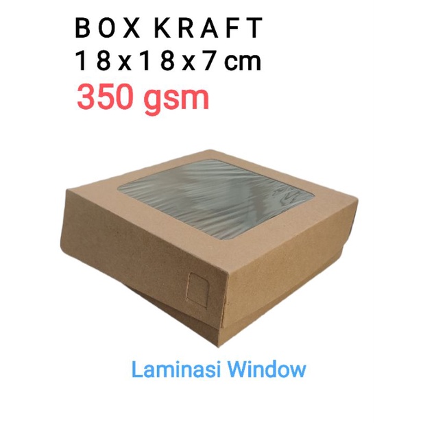Jual KRAFT BOX 18 x 18 x 7 Cm Laminasi Jendela Kotak Box Kemasan Dus ...