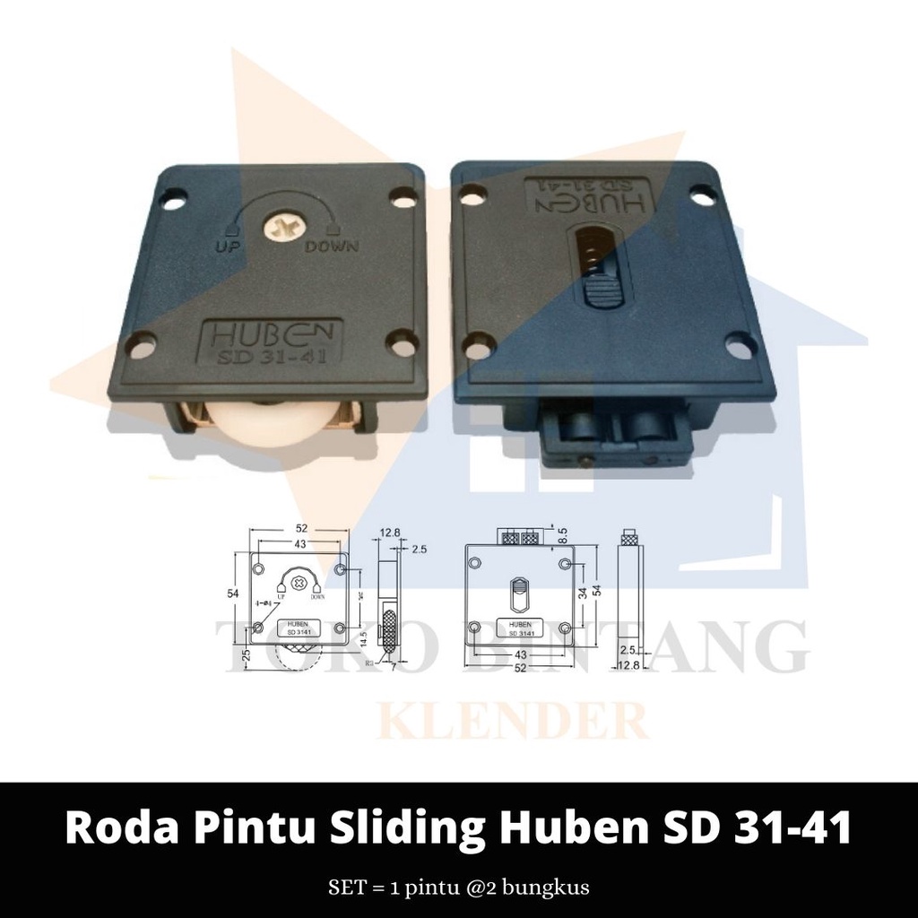 Jual Roda Pintu Sliding Huben SD 31-41 (set @2 pcs) | Shopee Indonesia