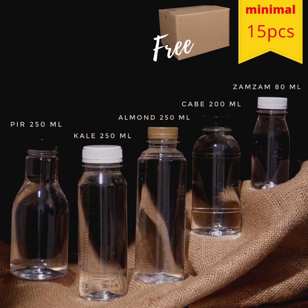 Jual [100PCS] Botol Plastik 250ml Almond SN Botol Kemasan 250 ml ...