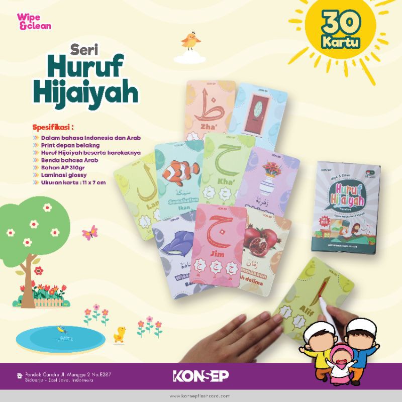 Jual Flash card hijaiyah kartu hijaiyah huruf arab wipe and clean ...