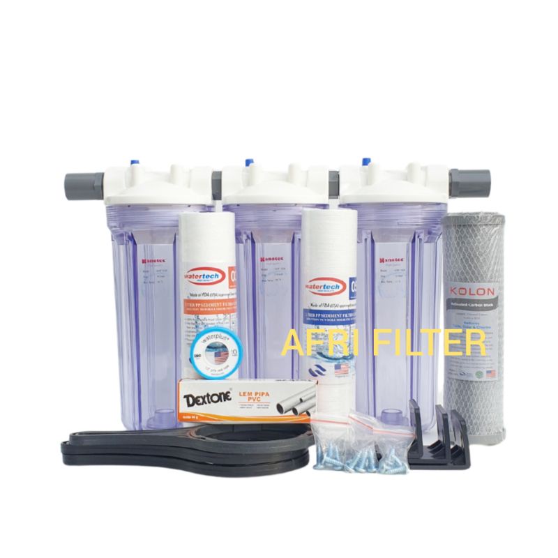 Jual Paket Filter Air 3 Tahap Untuk Air PAM Siap Pakai (Clear 10" drat ...