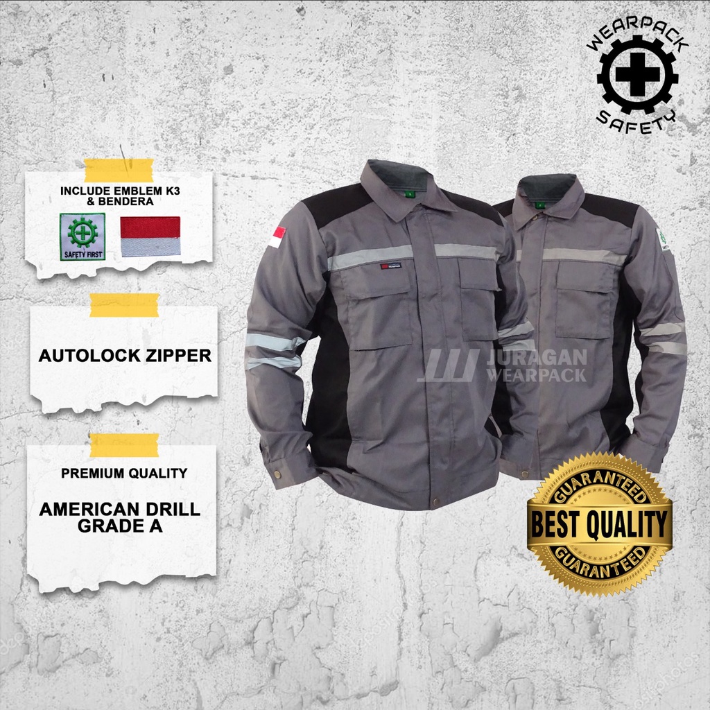 Jual Wearpack Kerja Lengan Panjang / Wearpack Safety Warna Abu-abu ...