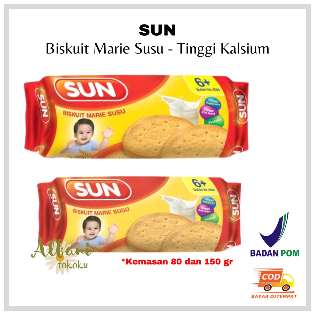 Jual SUN Biskuit Marie Susu Kemasan 80 dan 150 gr - Biskuit Sun ...