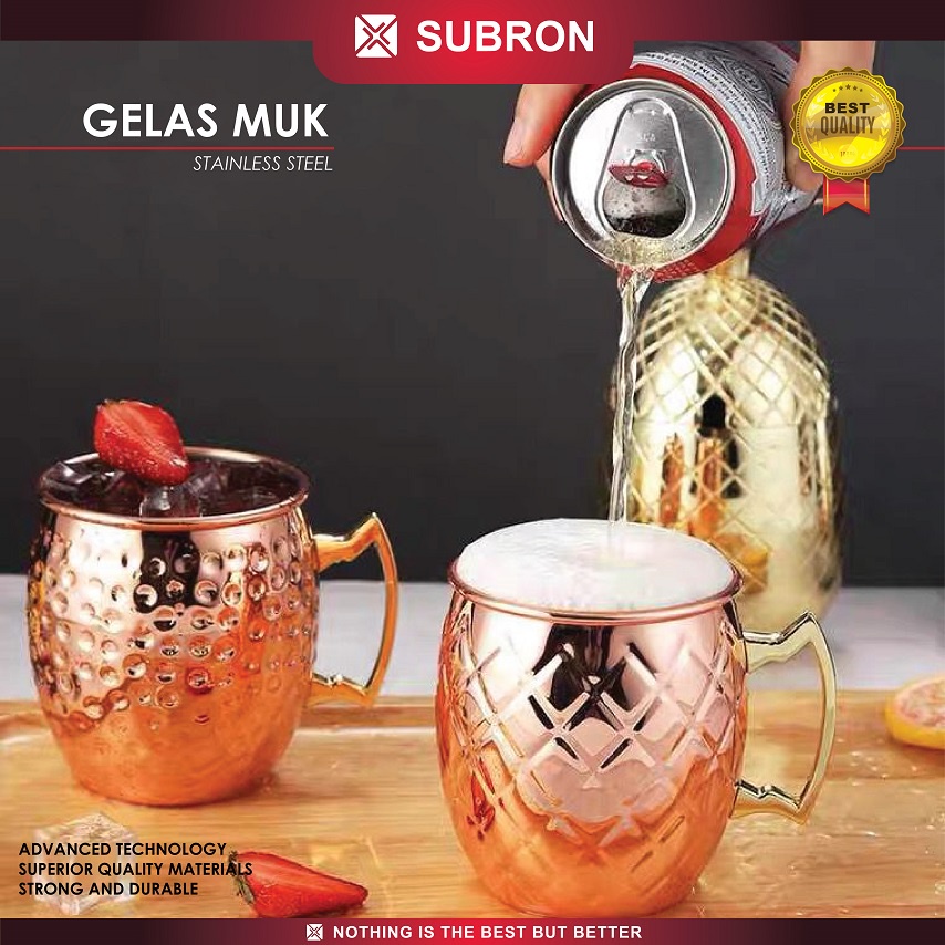 Jual SUBRON Gelas Muk Stainless SUS 304 500ml Moscow Mule MUG Rosegold ...
