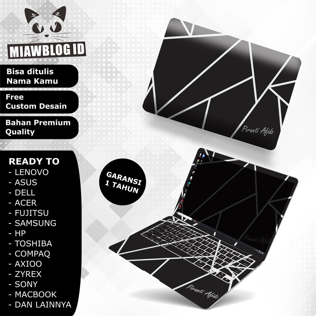 Jual Garskin Laptop Black Mozaic Custom Nama (Untuk Semua Jenis Laptop ...