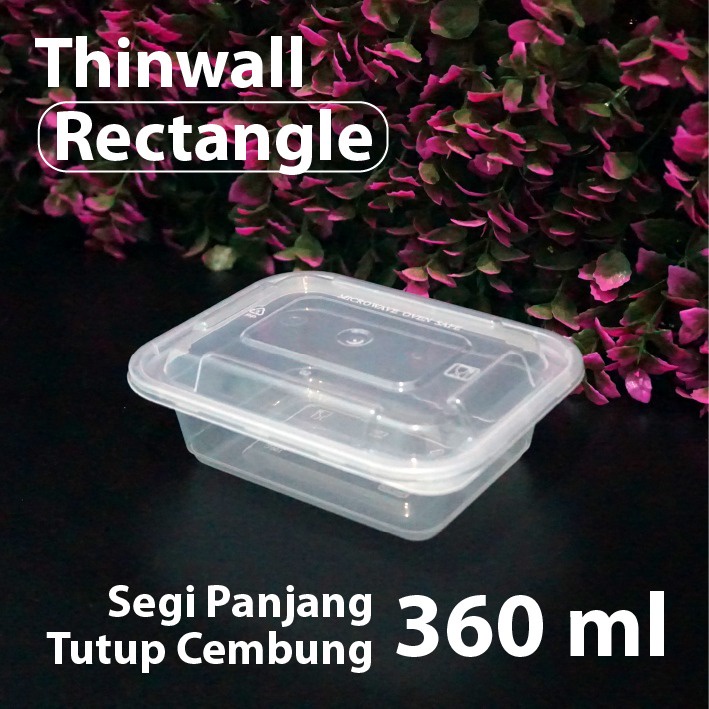 Jual Thinwall Dm Persegi Panjang 360 Ml Tutup Cembung Wadah