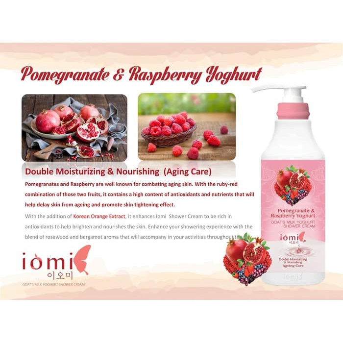 Jual ( IOMI ) Iomi Shower Cream Goats Milk Yoghurt Pomegranate ...