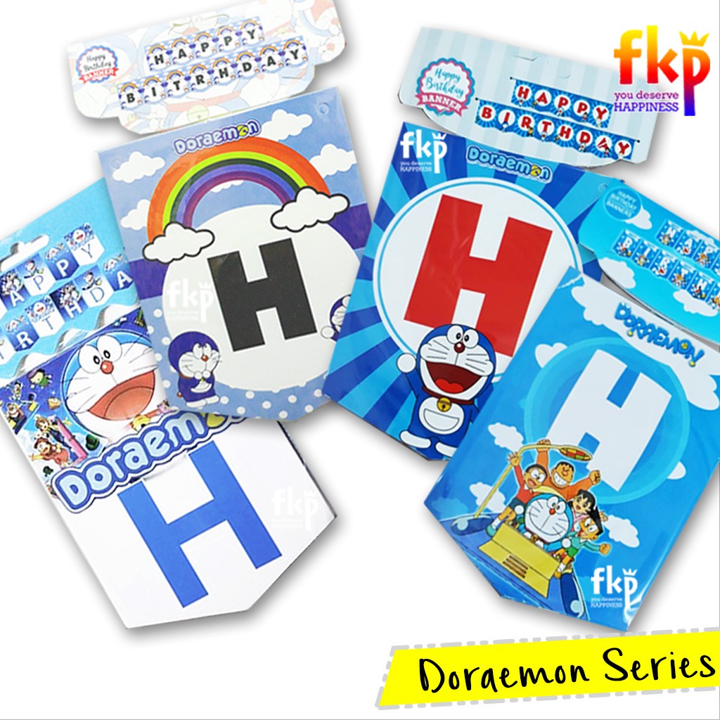 Jual FUN KIDS PARTY Banner HBD Doraemon / Bunting Flag Ultah Doraemon ...