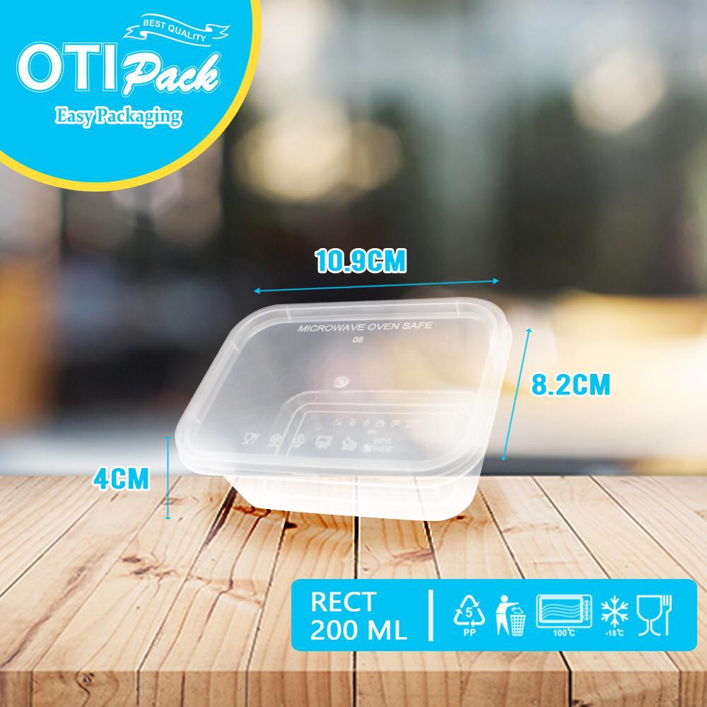 Jual Thinwall/Food Container/Kotak Plastik Persegi Panjang 200ML isi 25 | Shopee Indonesia