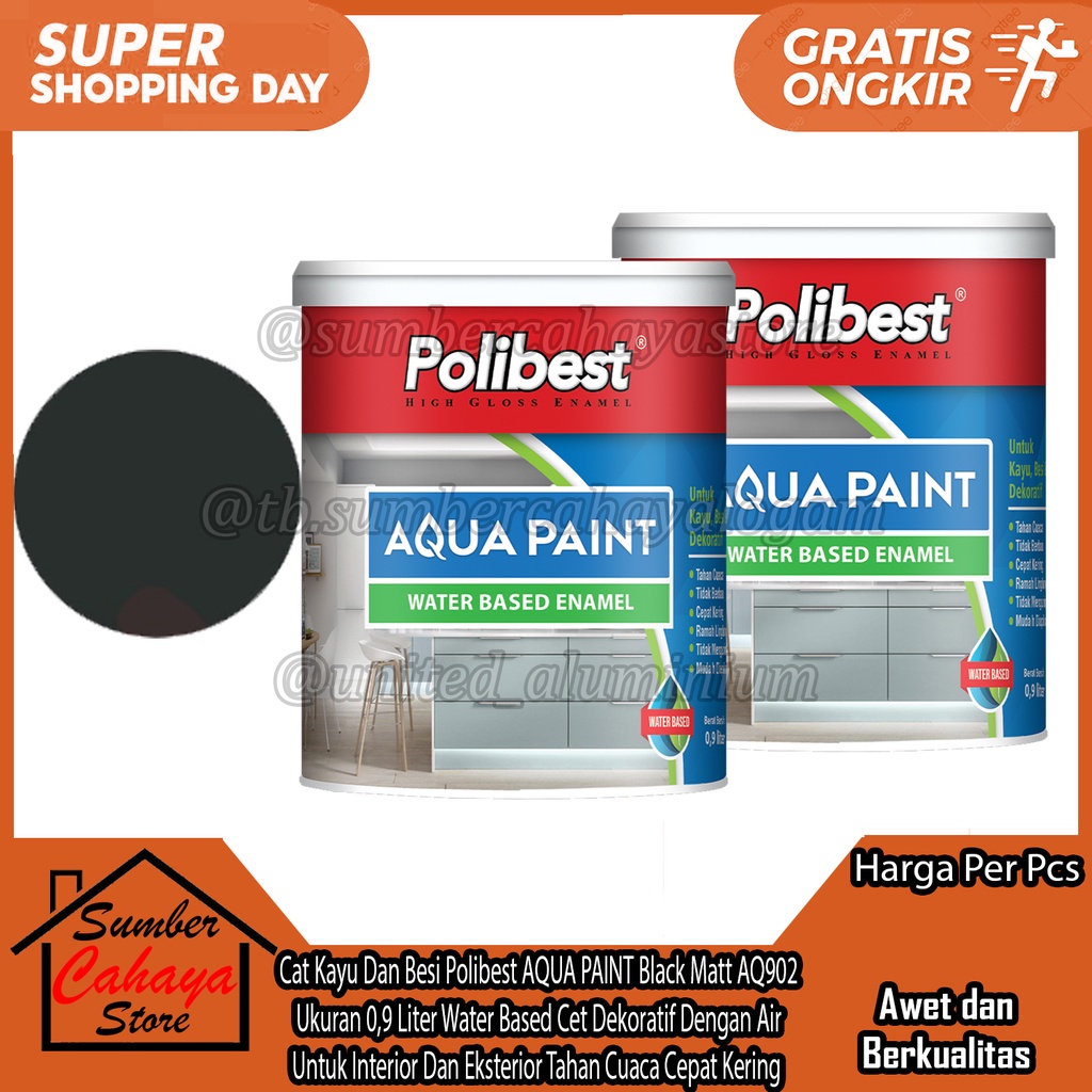 Jual Cat Kayu Dan Besi Uk 0,9 Liter Polibest AQUA PAINT Black Matt ...