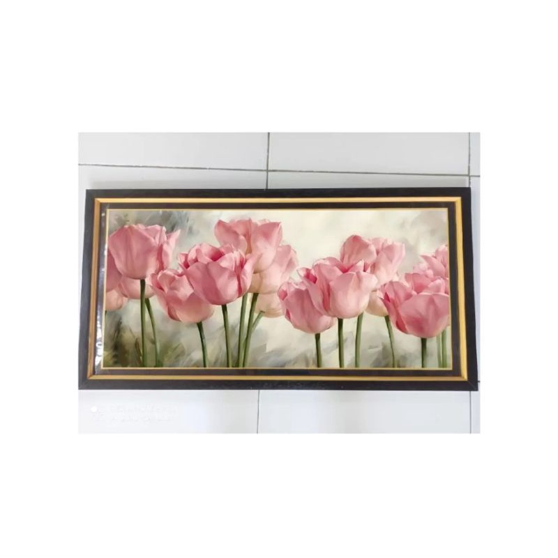 Jual Hiasan dinding cetak gambar lukisan Bunga mawar merah muda plus ...
