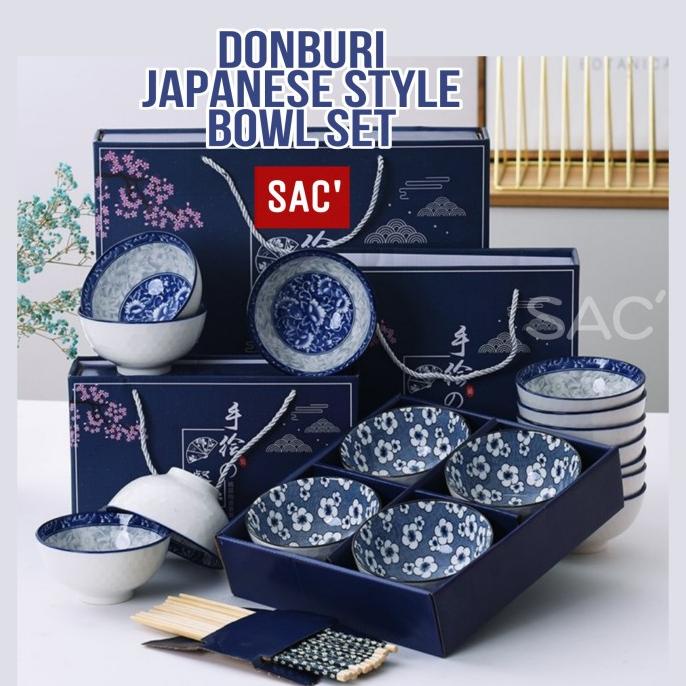 Jual DONBURI Japanese Bowl Set Mangkok Sumpit Set Alat Makan Gaya Jepang | Shopee Indonesia