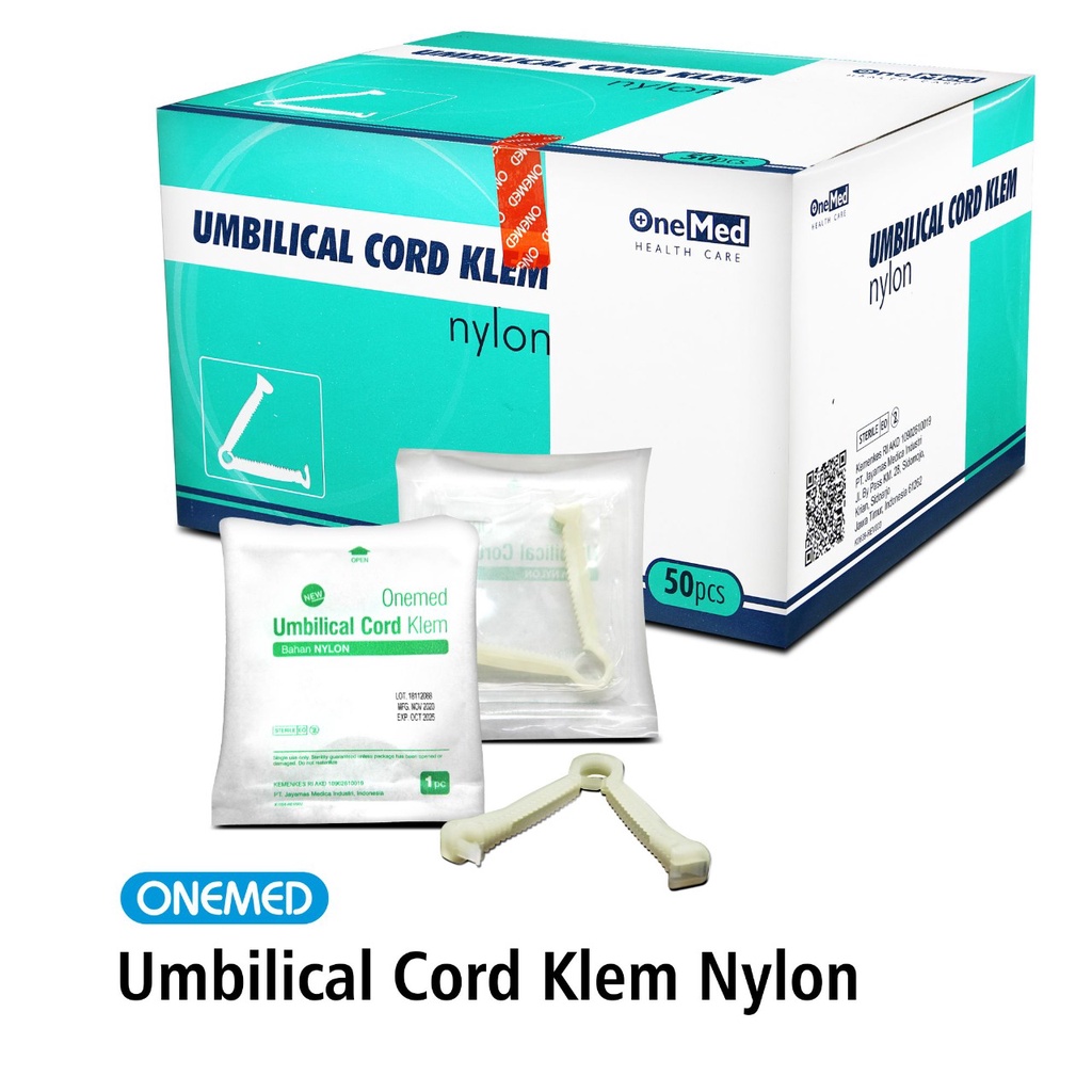 Jual Klem Tali Pusar Umbilical Cord Nilon OneMed Box isi 50 Pcs ...