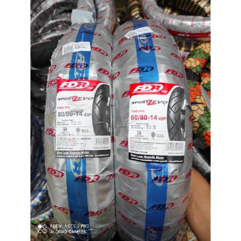 Jual Paket ban tubles matic fdr sport zevo series 80/80+90/80 ring 14 dapat 2 ban free pentil ...