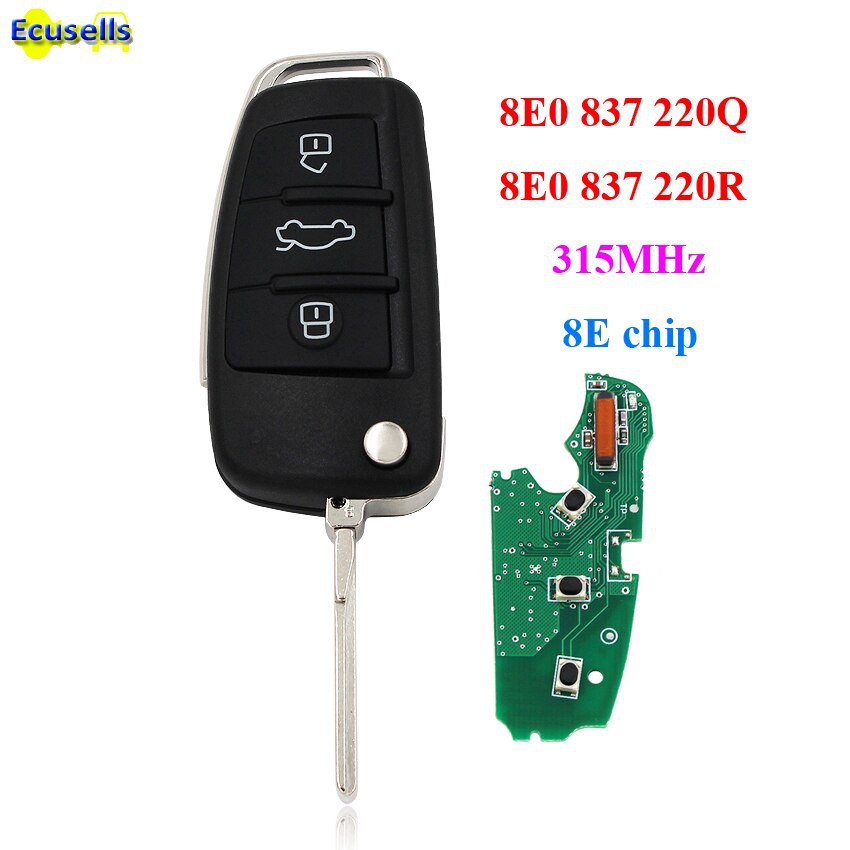 Jual IMPORT 8E0837220Q Keyless Entry Folding flip smart Remote Key fob ...