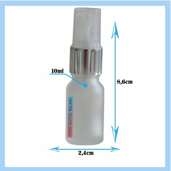 Jual Botol Kaca 10Ml Tutup Spray Neck Silver Body Frosted Tebal ...