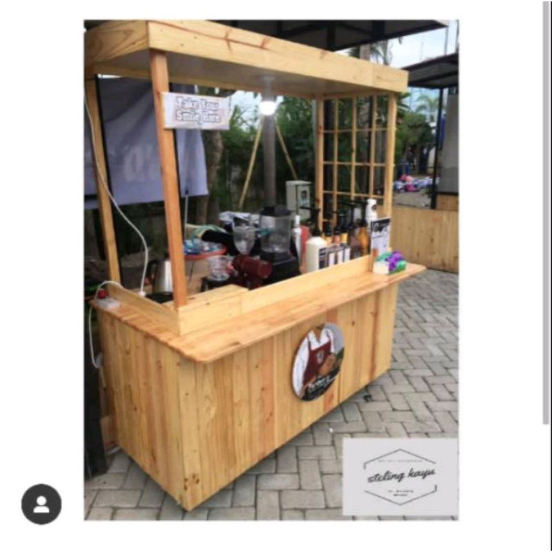 Jual Booth kayu jati Belanda gerobak murah booth minimalis | Shopee ...
