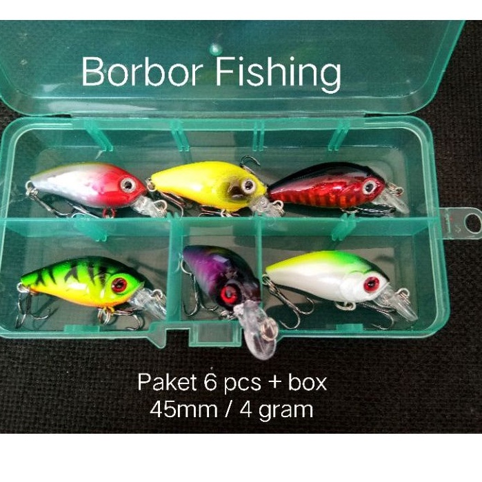 Jual Promo Paket Termurah 6 pcs + box / 45mm 3.8gram Wobbler Minnow ...