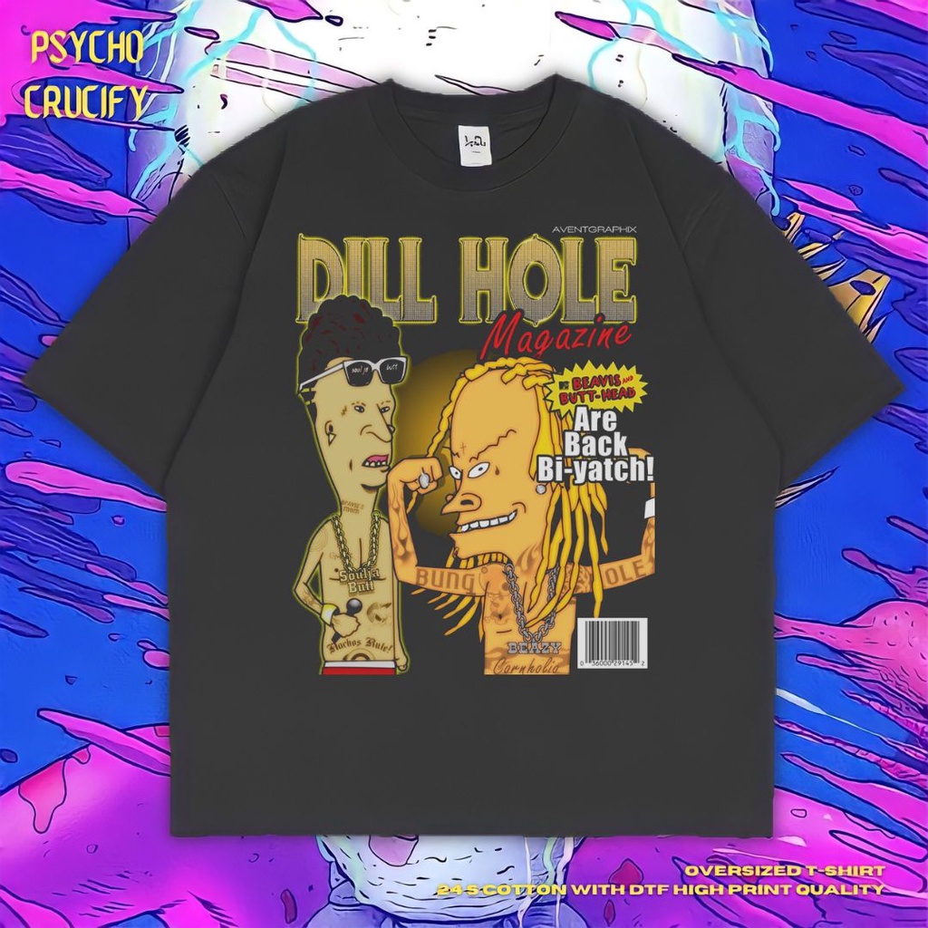 Jual Psycho Crucify "Dill Hole Magazine" Oversized T-Shirt | Black ...